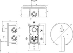 Slezák - RAV Vanová/sprchová baterie 3-cestná s podomítkovým tělesem a s boxem NIL , Metal grey kartáčovaná