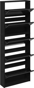 Botník se zrcadlem 5patrový černý 63 x 17 x 169,5 cm 3228280