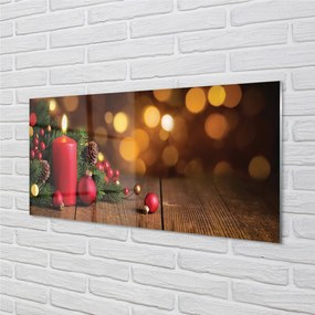 akrylový obraz Svíčka větvičky cetky prkno 125x50 cm