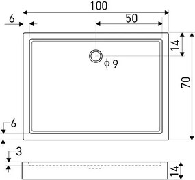 Novoterm Obdélníková akrylátová sprchová vanička NV-Victor 100x70 bílá