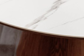 Invicta Hnědý jídelní stůl UNIQUE ø120 cm bílý mramor 45144