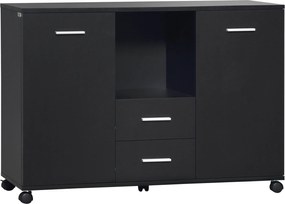 Vinsetto Multifunkční kancelářská skříň s kolečky 360°, pro tiskárny a dokumenty, v černém dřevu 100x40x71cm | Aosom