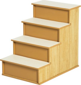 PawHut Schody pro domácí mazlíčky, pro psy/kočky, 4 stupně, krátký plyš, do 30 kg, 40 x 59 x 54,2 cm, přírodní