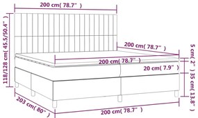 Box spring postel s matrací a LED modrá 200x200 cm textil,  3135627