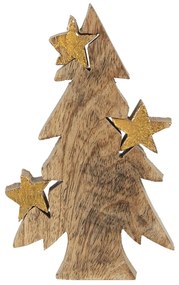 Dřevěná dekorace Vánoční strom s hvězdami - 10*3*16 cm