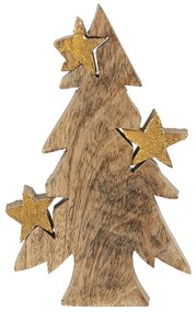 Dřevěná dekorace Vánoční strom s hvězdami - 10*3*16 cm