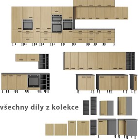 SCANDI se | dolní skříňka 80 ZL 1S dřezová s výsuvem | 80 cm | šedá/rybí kost