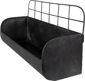 Černá antik nástěnná kovová polička - 38*14*20 cm