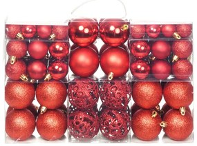 245710 vidaXL Sada vánočních baněk 100 kusů 3/4/6 cm červená