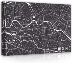 Obraz 70x50 Mapa Berlína plán města minimalismus geometrie linie ulice řeka