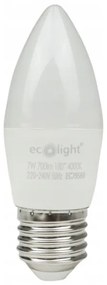 ECO LIGHT LED žárovka E27 7W C37 4000K 700lm - neutrální bílá