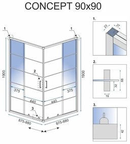 Sprchový kout Rea CONCEPT 90x90 cm černý