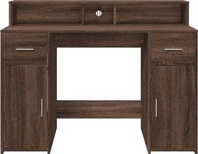 Psací stůl s LED světly hnědý dub 120x55x91 cm kompozitní dřevo 3309417