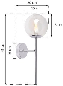 Nástěnné svítidlo Paris, 1x čiré skleněné stínítko, CH