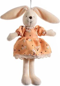Závěsný zajíc v oranžových šatech 22 cm