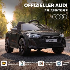AIYAPLAY Dětské elektrické auto Audi A5L 12V dětské auto s 2,4 G dálkovým ovládáním, 2 motory, lithium baterie, měkký start, 4× pružení 370-511V90BK
