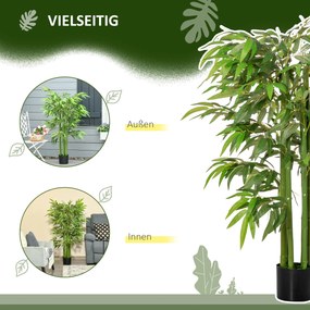 Umělý bambusový strom HOMCOM, 140 cm, umělá rostlina, plastové falešné rostliny v květináči, umělý bambus s 780 listy jako skutečný pro obývací pokoj…