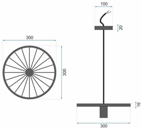 Toolight - Stropní lampa závěsná retro kruhová 1xE27 APP212-1CP, černá, OSW-08001