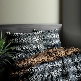 Ervi bavlněné povlečení oboustranné - Leopard šedý/leopard hnědý