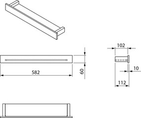 Sapho Sapho, PATRON police s hrazdou 58cm, bílá, PX582W