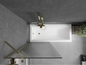 Mexen Next, vanová zástěna 1-křídlová 80 x 150 cm, fixní křídlo, 6 mm sklo s pruhy, zlatý lesklý profil, 895-080-000-00-09-50