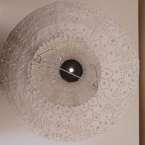 LED lampion solární bílý venkovní 30 cm, teple bílá, látkový papír