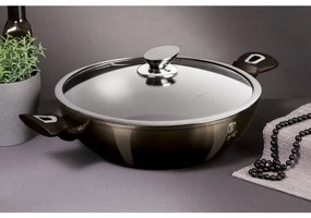 BERLINGERHAUS Wok pánev s poklicí s mramorovým povrchem 30 cm Shiny Black Edition BH-7115