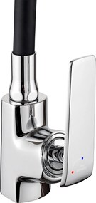 Invena Ligaria, vysoká dřezová baterie s elastickým ramenem, systém Eco Start, chromová-černá matná, INV-BZ-39-008-L