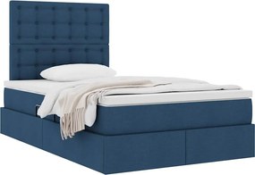 Postel s úložným prostorem a matrací Modrá 120 x 200 cm textil 3371903