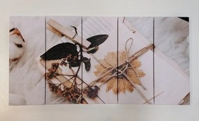 5-dílný obraz sbírka starých listů - 100x50 cm
