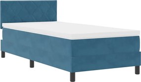 Postel s boxspringem s čelo Tmavě modrá 100 x 200 cm samet 3339222