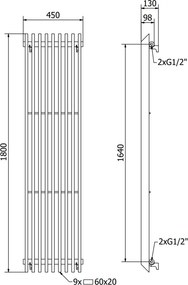 Mexen Aurora, topné těleso 1800x450 mm, 1347 W, bílá, W212-1800-450-00-20
