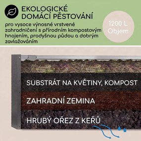 Blumfeldt Hight Grow Straight, vyvýšený záhon, 200 x 60 x 100 cm, 1200 l, ocel