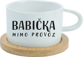 BABIČKA MIMO PROVOZ - bílý hrníček makronka 200 ml