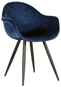 LABEL51 Modrá sametová jídelní židle Slifro
