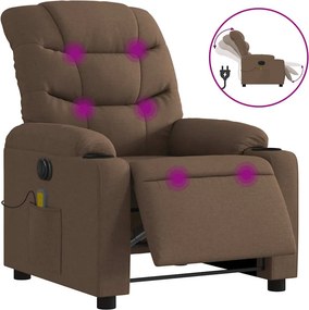 Elektrické masážní polohovací křeslo hnědé textil 3206640