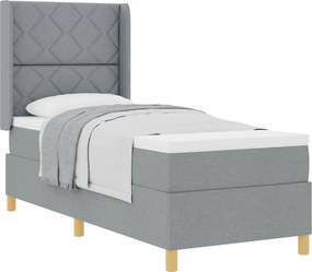Postel s boxspringem s čelo Světle šedá 80 x 200 cm textil 3341861