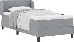 Postel s boxspringem s čelo Světle šedá 90 x 200 cm textil 3340066