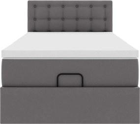Osmanský rám postele s matrací šedá 90x200cm umělá kůže 3312135