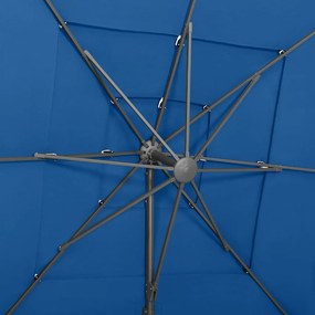 4stupňový zahradní slunečník hliníková tyč azurový 250 x 250 cm 313827