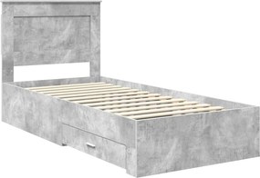 Rám postele se zásuvkou Betonově šedá a stříbrná 75 x 190 cm 3410376