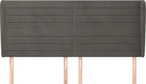 Čelo postele typu ušák tmavě šedé 203x23x118/128 cm samet 3118163