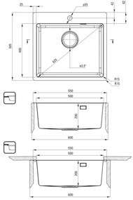 Deante ZPO_010B - Kuchyňský dřez OLFATO 50,5x55 cm kartáčovaná ocel