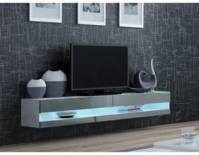 TV stolek Zigo New 180, Osvětlení: osvětlení LED - modré, Barva: šedá / šedá lesk
