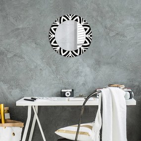 Kulaté dekorativní zrcadlo Černá geometrická ozdoba fi 50 cm
