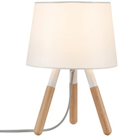 Paulmann 79646 Neordic Berit, stolní lampička ze dřeva a látky, 20W LED E27, výška 31cm