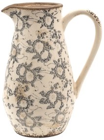 Keramický dekorační džbán se šedými květy Rente M – 20x14x25 cm