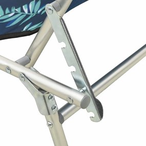 Skládací zahradní lehátko se stříškou potisk s listy hliník 310364