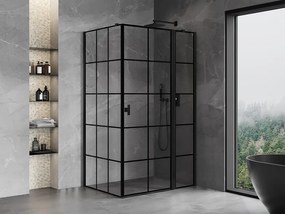 Mexen Mist T, sprchový kout s křídlovými dveřmi, pravý, 85 x 110 cm, 8mm čiré sklo, černý profil, 8A4T-110-085-70-77-P