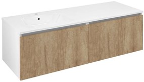 Sapho Sapho, LOREA skříňka s umyvadlem 141x46x51, 5cm (70+70cm), levá, dub alabama/bílá matná, LE070-2231-L-05